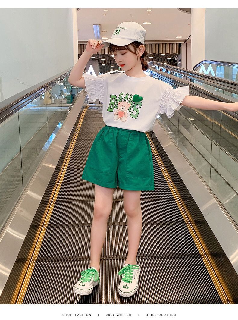 女童夏装套装新款洋气时髦短袖短裤儿童装网红女孩夏季大童两件套-阿里巴巴