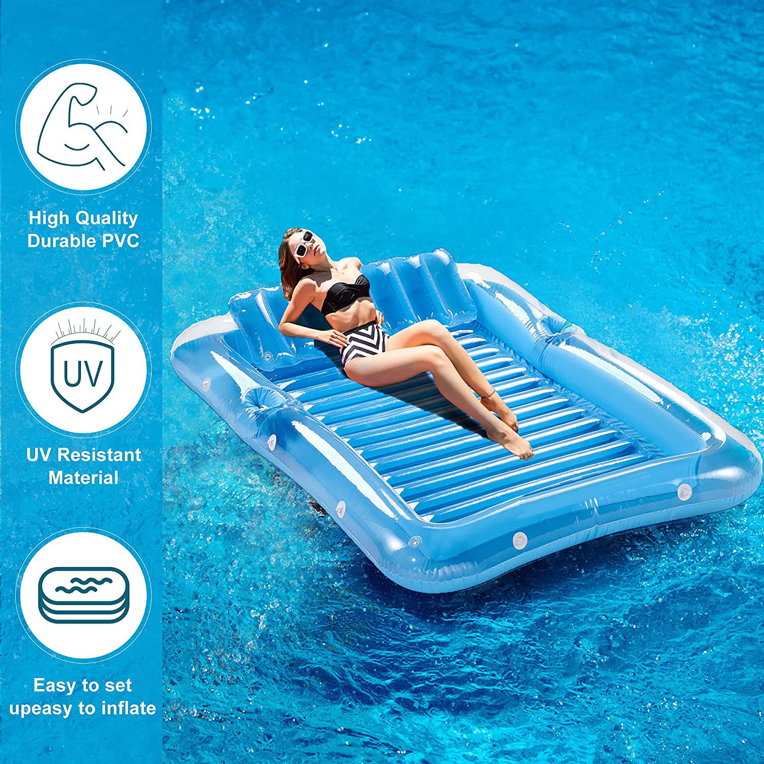 两米充气泳池漂浮船美黑泳池漂流浴盆户外夏季水上派对浮排充气式-阿里巴巴