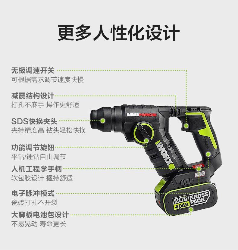 威克士WU380S无线充电电锤无刷带离合电动锂电起子轻型大功率电钻-阿里巴巴