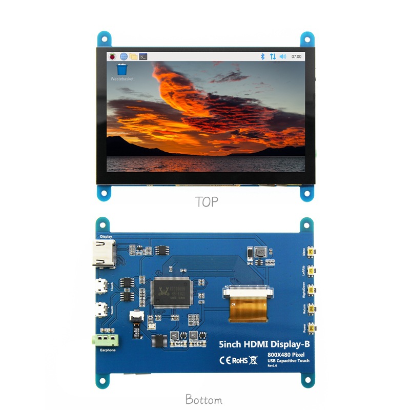 5寸树莓派HDMI Raspberry Pi显示屏LCD 3B+/4B USB电容触摸屏-阿里巴巴