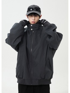 cleanfit美式立领外套男士2025春秋新款解构拼接痞帅宽松立领夹克-阿里巴巴