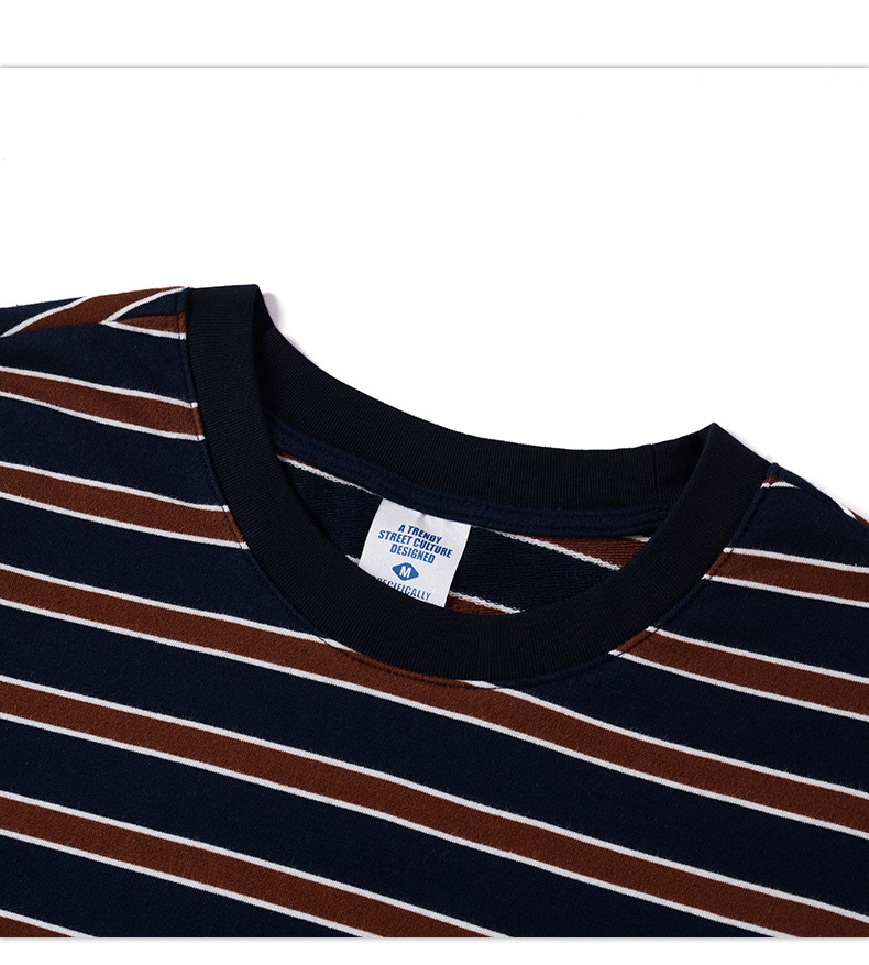 RFSD男装|重磅260G复古洗水条纹圆领短袖美式街头宽松潮牌T恤男-阿里巴巴