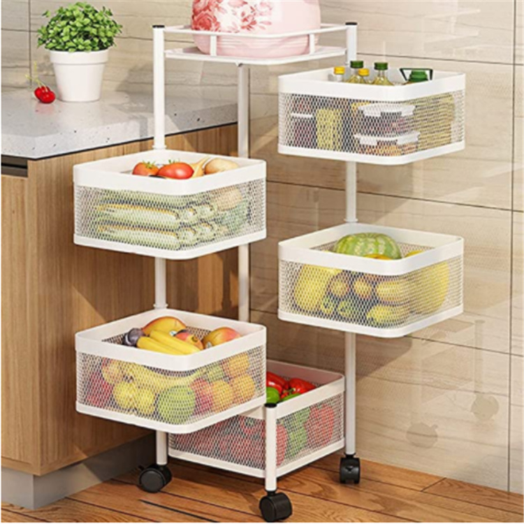 Kitchen Rotating Square Shelf Floor Multi-layer Storage Multi ...