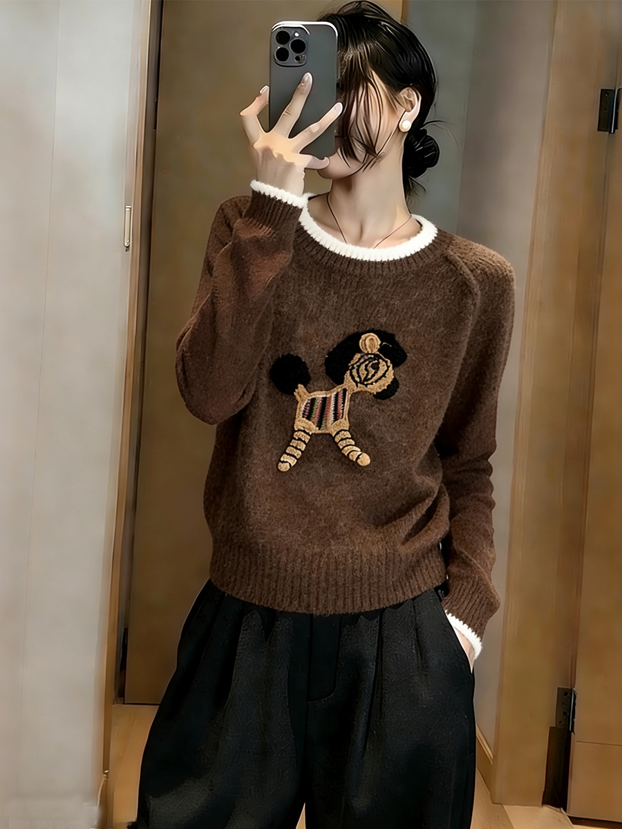 实价【羊驼绒】立体卡通针织衫毛衣女冬季加厚慵懒巨冬装百搭女上-阿里巴巴