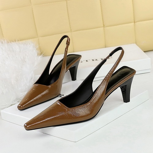 2A03 Retro Style Simple Cone Heel High Heel Shallow Mouth Small Square ...