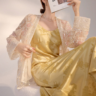 2025夏季新款国风时尚亮片提花镂空薄款高级感外套上衣女 M5026-阿里巴巴