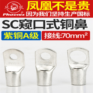 凤凰SC70-8/10/12/14/16接线端子铜接头铜鼻子线耳电线缆紫铜加厚-阿里巴巴