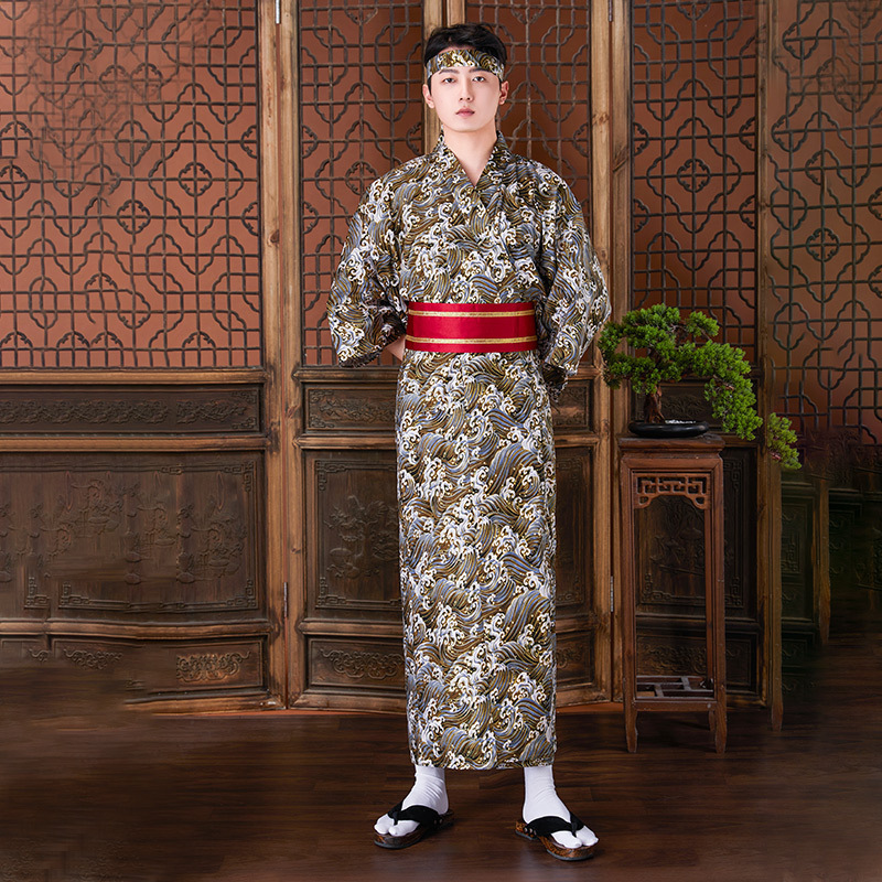 Japanese kimono dress traditional male warrior take long feng warrior ...