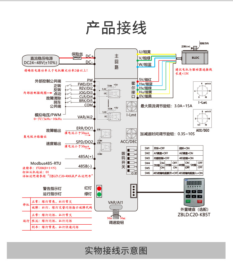 ZD中大力德ZBLD.C20-400LR 低压24V直流无刷减速电机驱动控制器-阿里巴巴