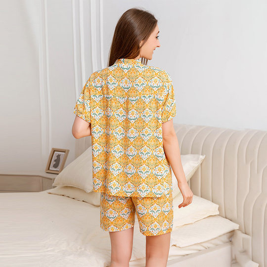 2024 Summer New Women's Cotton Pajamas V-neck Thin Shorts Short Sleeve ...