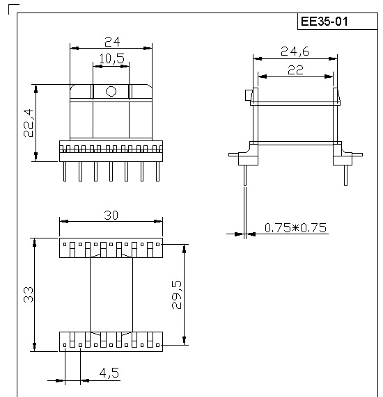 骨架 EE35卧式7+7 排距29.5 电木骨架-阿里巴巴