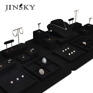 JINSKY/今仕爵黑色珠宝展示道具套装翡翠耳环戒指项链手镯陈列架-阿里巴巴