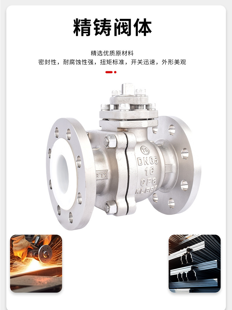 Q41F46-16P不锈钢衬氟球阀304材质内外抗腐蚀化工部标准-阿里巴巴