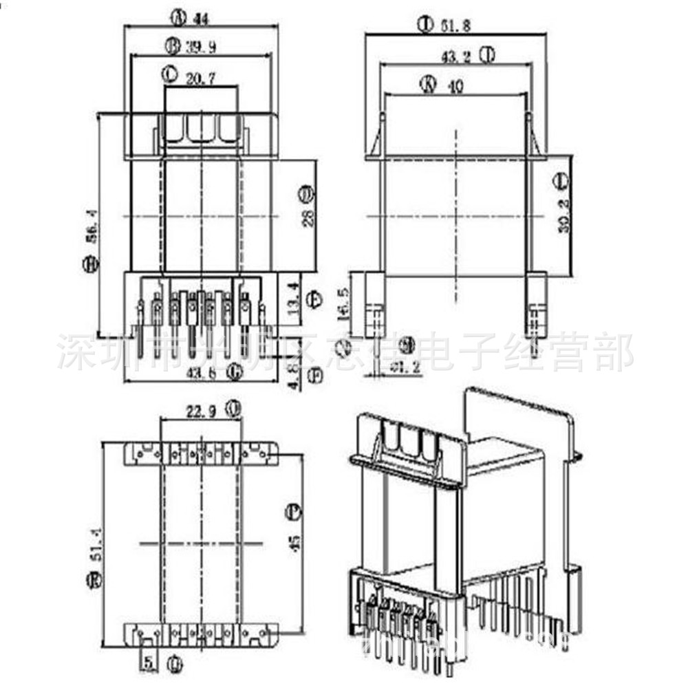 EE65骨架EE65变压器骨架通讯骨架卧式8+8针黑色电木6503-阿里巴巴