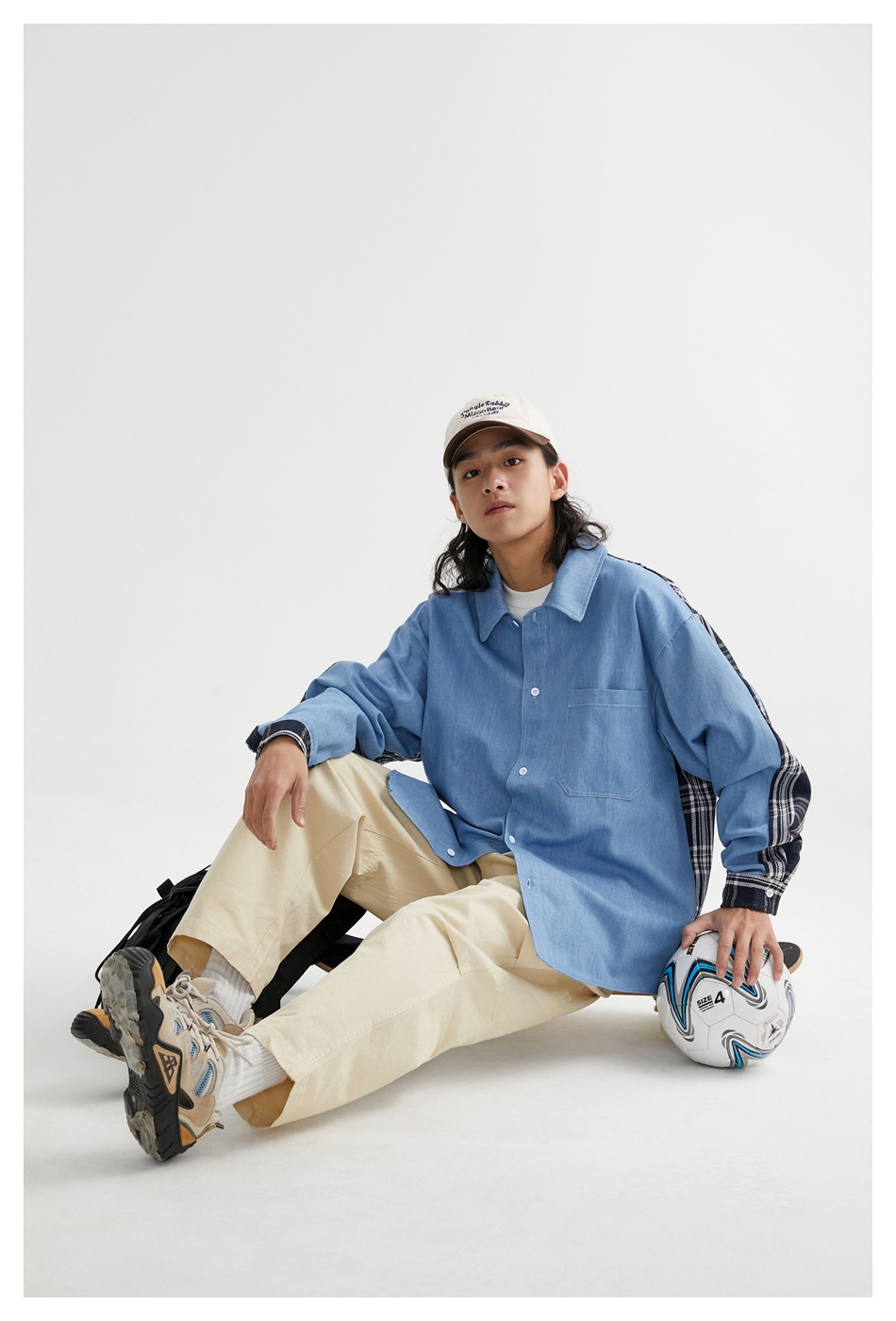 NotBrand国潮日系复古衬衫男士百搭休闲拼接格子长袖衬衣CS94114-阿里巴巴