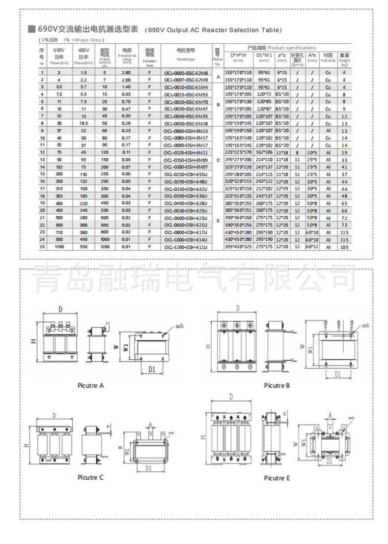EAGTOP上海鹰峰OCL输出电抗器380V变频器输出端出线电抗器 压降1%-阿里巴巴