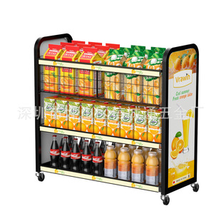 定制的商超百货店落地式带轮子可移动饮料展示架酒水陈列货架-阿里巴巴