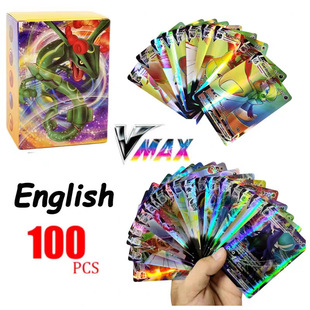新款质桌游牌印刷金属卡批发100Vmax 英文全闪卡精灵卡-阿里巴巴