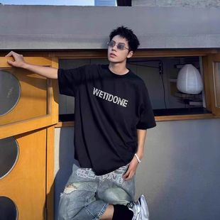 WE11DONE TRACK露思同款珍珠高街潮牌美式宽松WELLMIKI短袖T恤男-阿里巴巴
