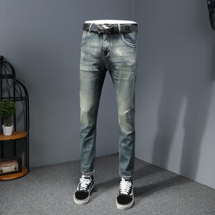 跨境外贸 欧美简约复古修身牛仔裤男四季款牛仔长裤直筒裤 HZ5615-阿里巴巴