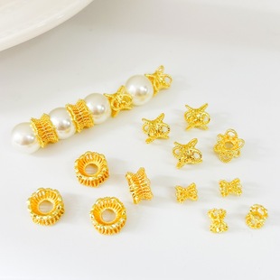 18k包金铜保色镂空小蛮腰双面花托喇叭花隔珠diy手链串珠饰品配件-阿里巴巴