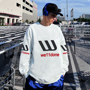 WE11DONE TRACK袖章小众潮牌美式设计感冬季加绒圆领卫衣帽衫男女-阿里巴巴