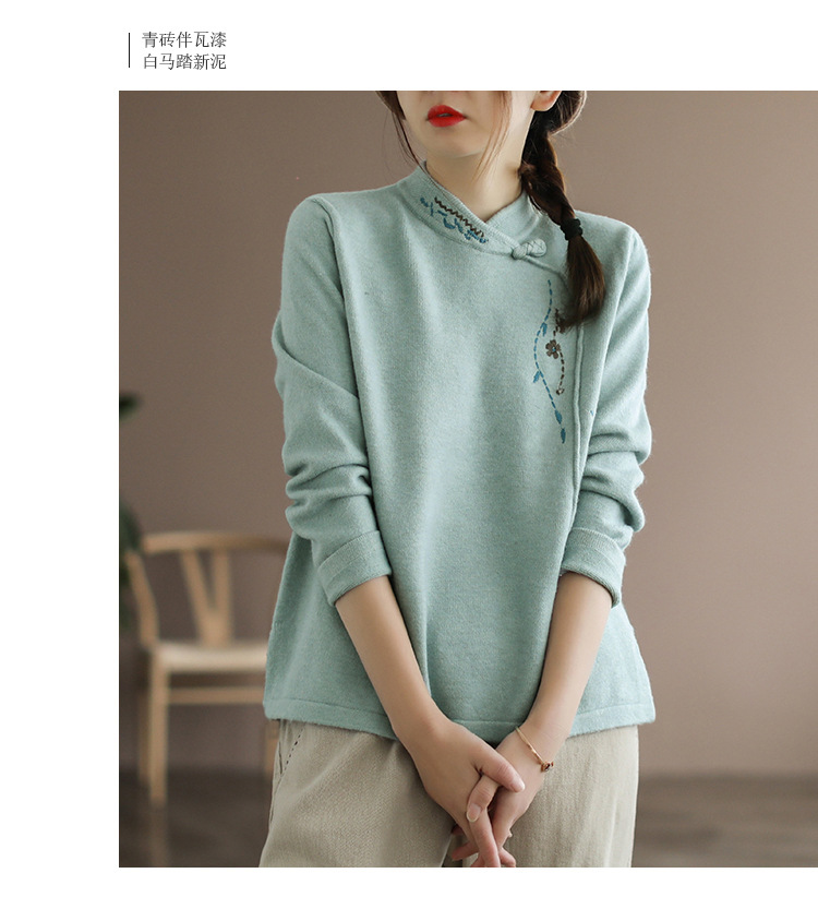 M-4XL德绒加绒加厚文艺复古长袖t恤女秋冬衣外穿上衣绣花打底衫-阿里巴巴