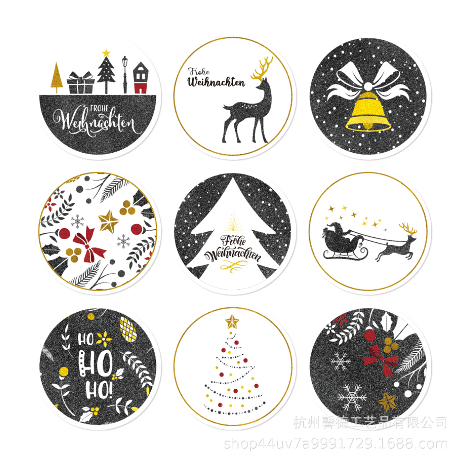 HK026 德文 圣诞节 德国 彩色 祝福贺卡片 卡通 贺卡信封贴纸套装-阿里巴巴