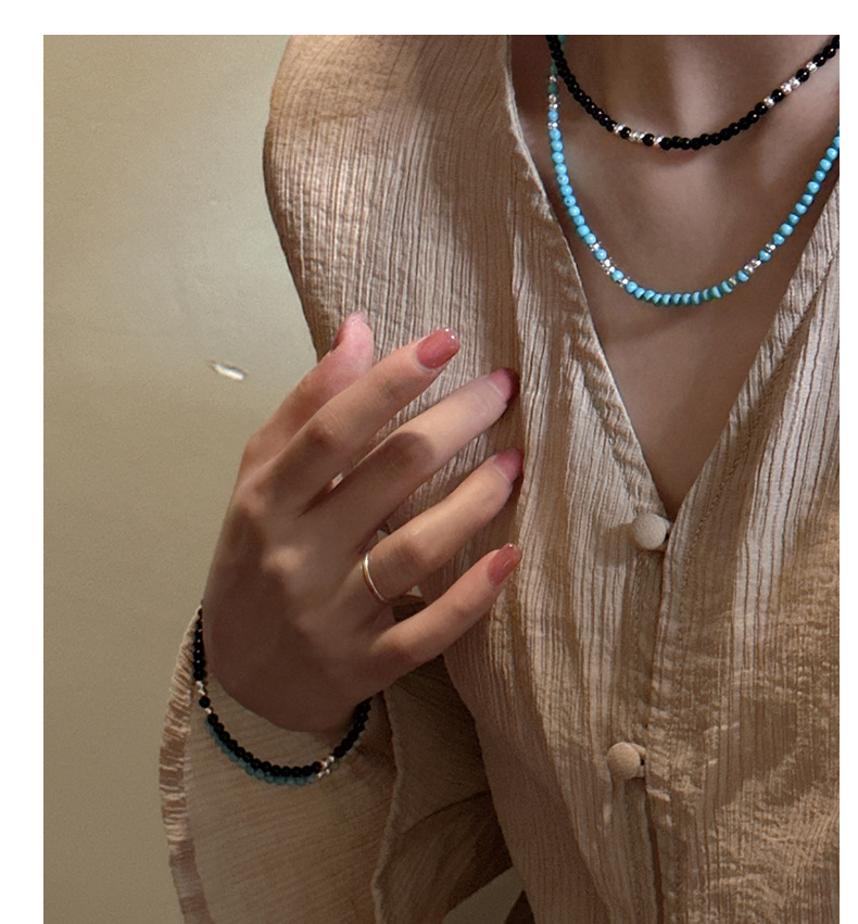 s925纯银fever同款串珠项链ins博主穿搭单品玛瑙松石可叠戴锁骨链-阿里巴巴