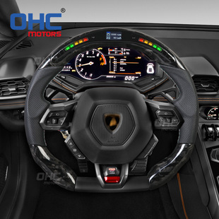 适用于兰博基尼锻造纹碳纤维LED智能汽车改装方向盘定制-阿里巴巴