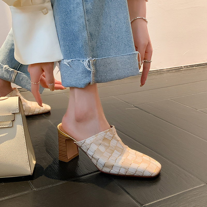 CHIKO Xaviera Square Toe Chunky Heels Clogs/Mules Shoes