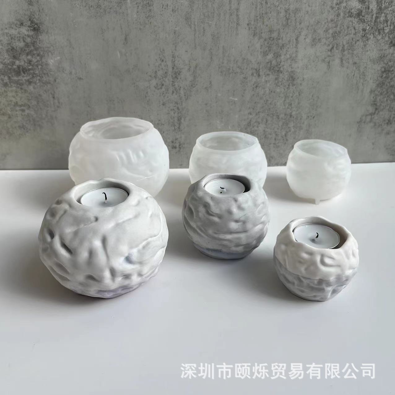新款球形蜡烛台硅胶模具大中小球形石膏水泥滴胶模具-阿里巴巴