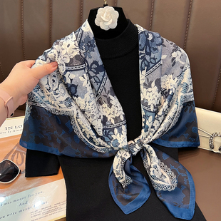 春夏季韩版时尚百搭仿真丝丝巾女衬衫搭配装饰领巾送妈妈长辈礼物-阿里巴巴