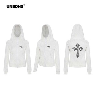UNBDNS美式复古运动开衫卫衣女秋季辣妹修身显瘦连帽短款拉链外套-阿里巴巴