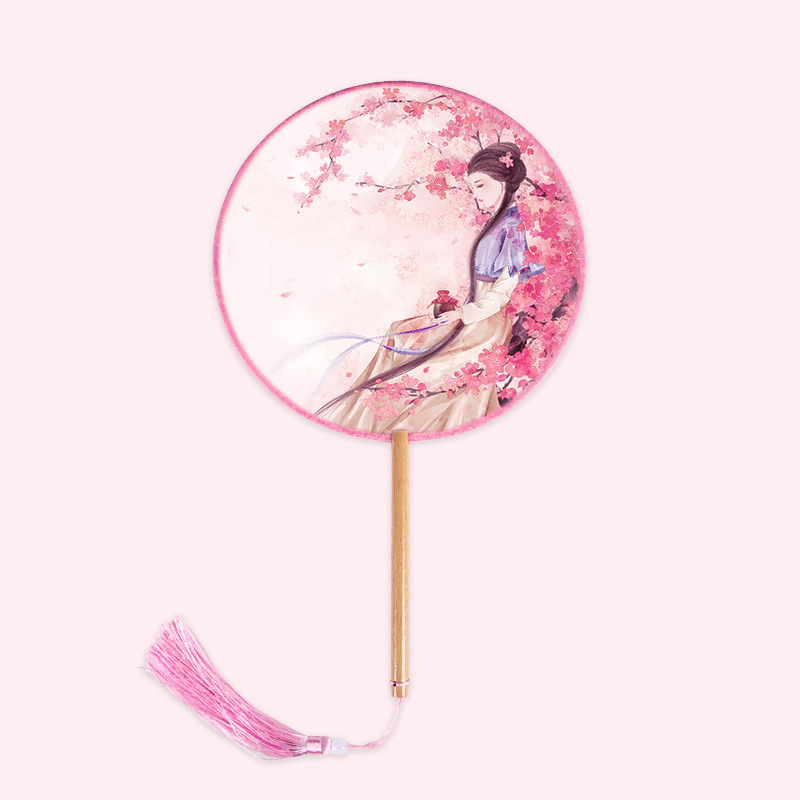 Translucent antique hanfu costume fairy dress dance round fan woman ...