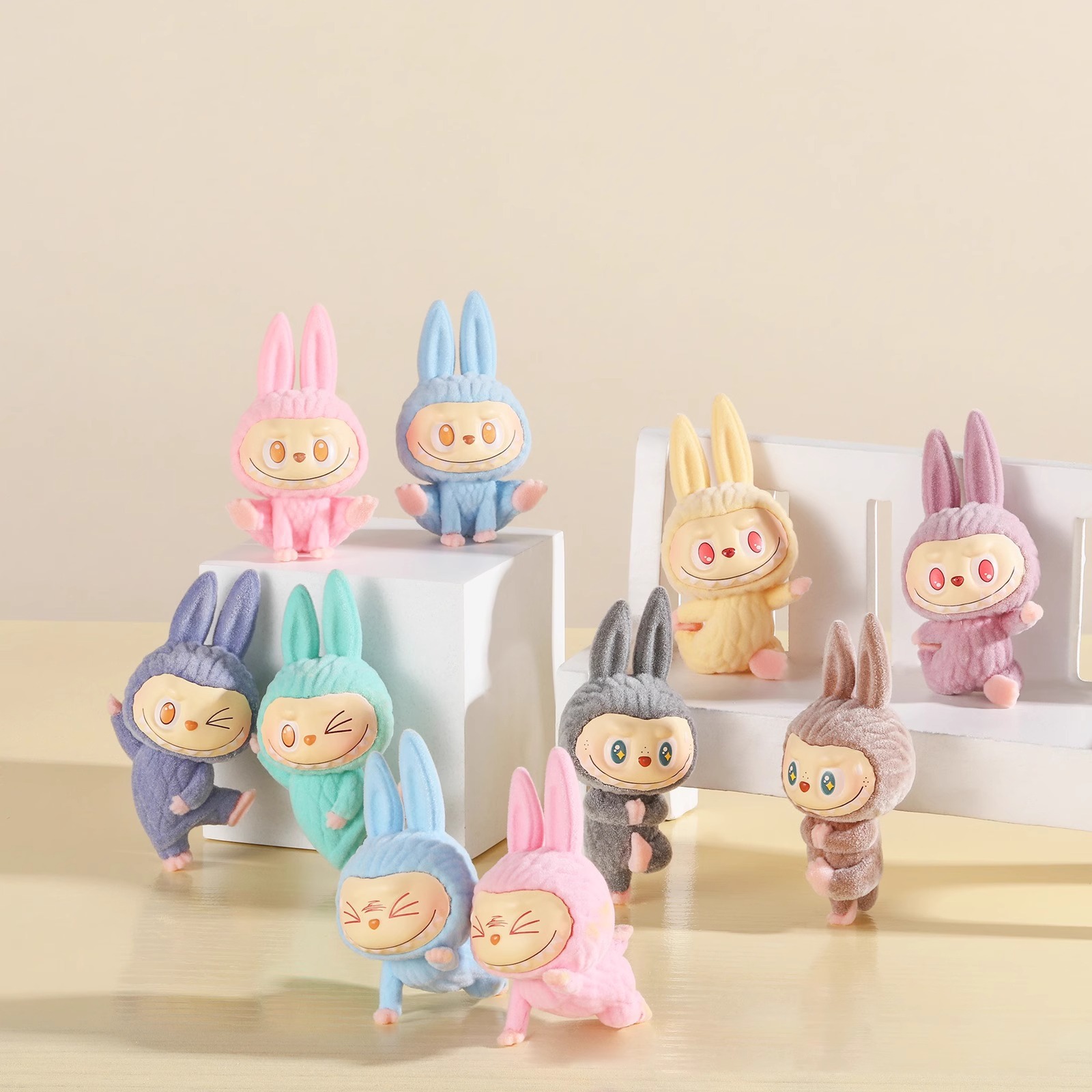 labubu慵懒瑜伽系列拉布布植绒改娃萌粒手作DIY公仔盲盒小摆件-阿里巴巴