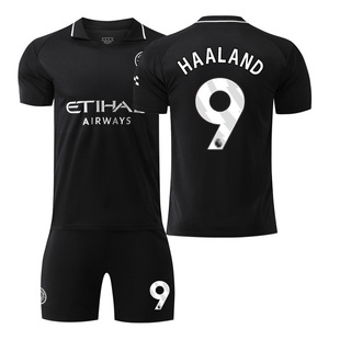A2526曼城客黑色球衣9号哈兰德17号德布劳内儿童成人运动套装跨境-阿里巴巴