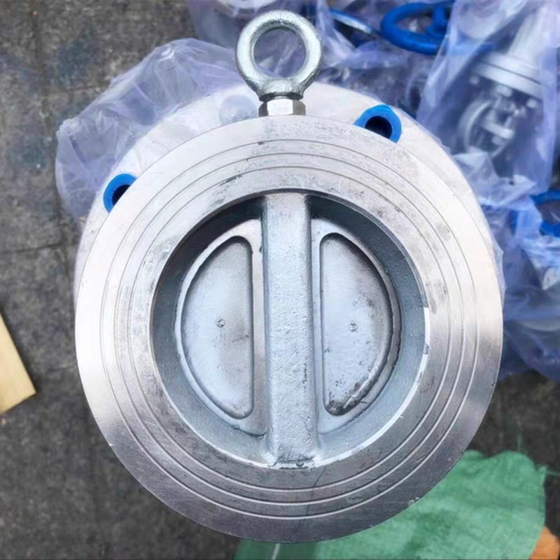 烈晋304不锈钢对夹式双瓣蝶型止回阀蝶形带弹簧逆止单向阀H76W/H-阿里巴巴