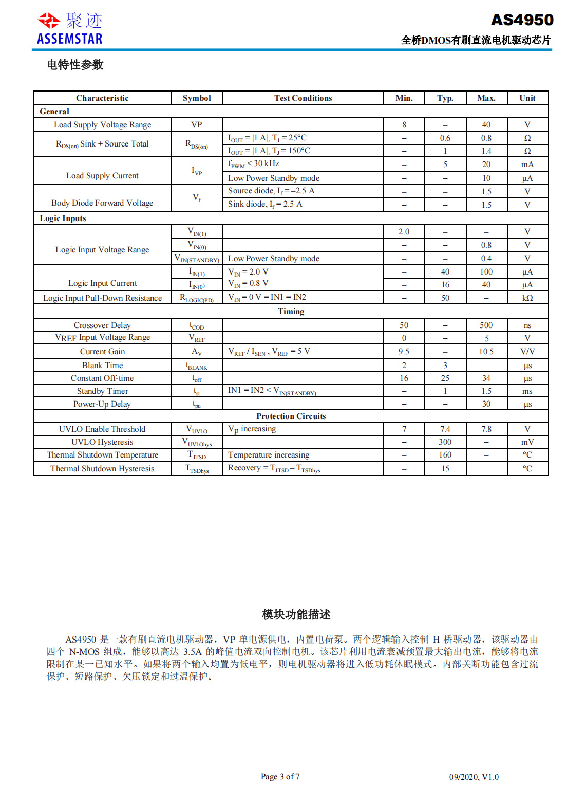 AS4950 SOP-8 40V大电流3.5A全桥DMOS有刷直流电机控制驱动芯片IC-阿里巴巴
