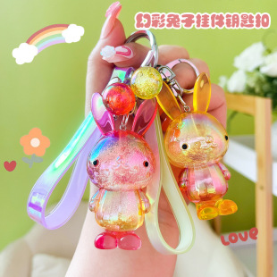 韩版炫彩水晶小兔钥匙扣兔子公仔挂件汽车钥匙链圈女生小礼物批发-阿里巴巴