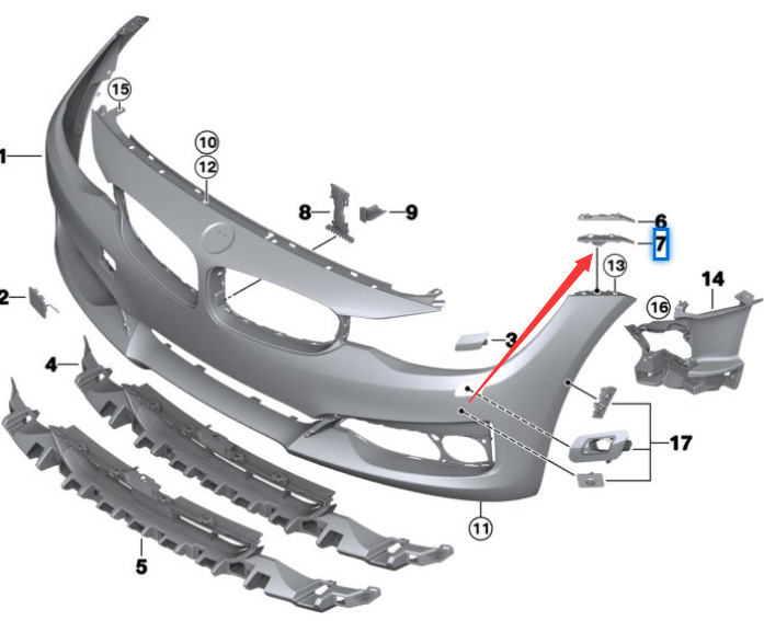 51117293803/51117293804适用于宝马3系F34GT前杠下支架卡子-阿里巴巴