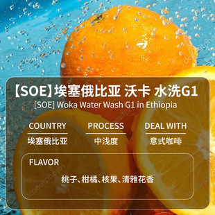 SOE埃塞俄比亚沃卡水洗G1中浅烘焙柑橘风味咖啡馆意式冷萃咖啡豆-阿里巴巴