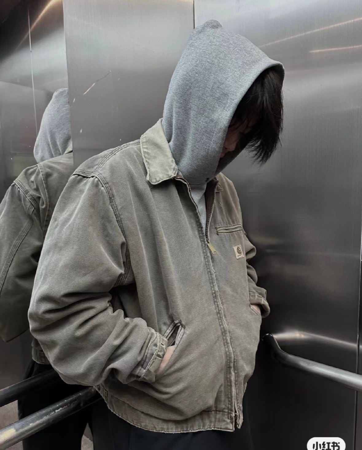 重磅J97美式重水洗秋季短宽版型底特律夹克工装拉链cleanfit外套-阿里巴巴