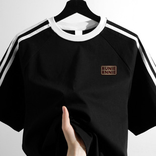 220g重磅t恤男夏季衣服美式印花纯棉半袖ins潮牌男装黑色短袖-阿里巴巴