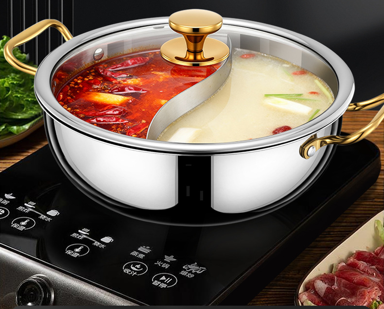 铿锵316不锈钢鸳鸯锅家用加厚大容量电磁炉专用火锅打边炉锅汤锅-阿里巴巴