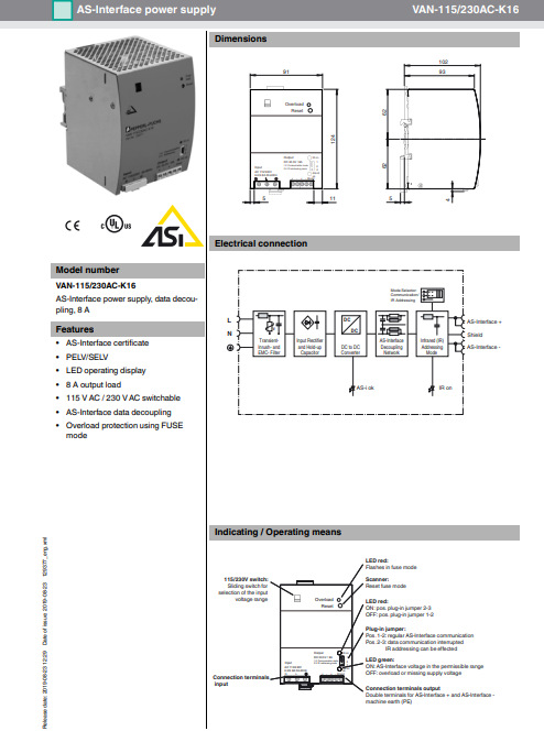 倍加福AS-Interface 供电 VAN-115/230AC-K16（129377）-阿里巴巴
