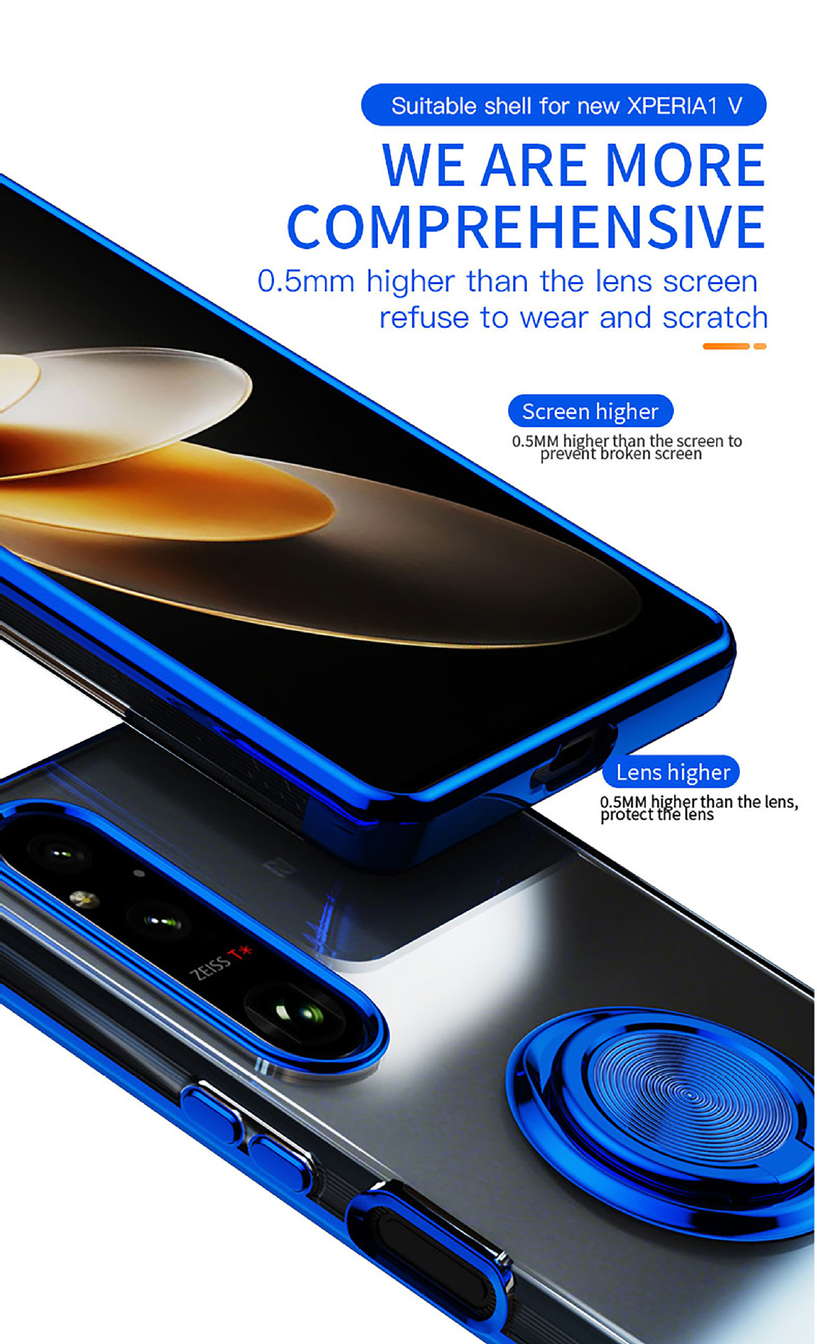 适用Sony索尼Xperia1 v手机壳10v/5v五代电镀透明保护套指环扣新-阿里巴巴