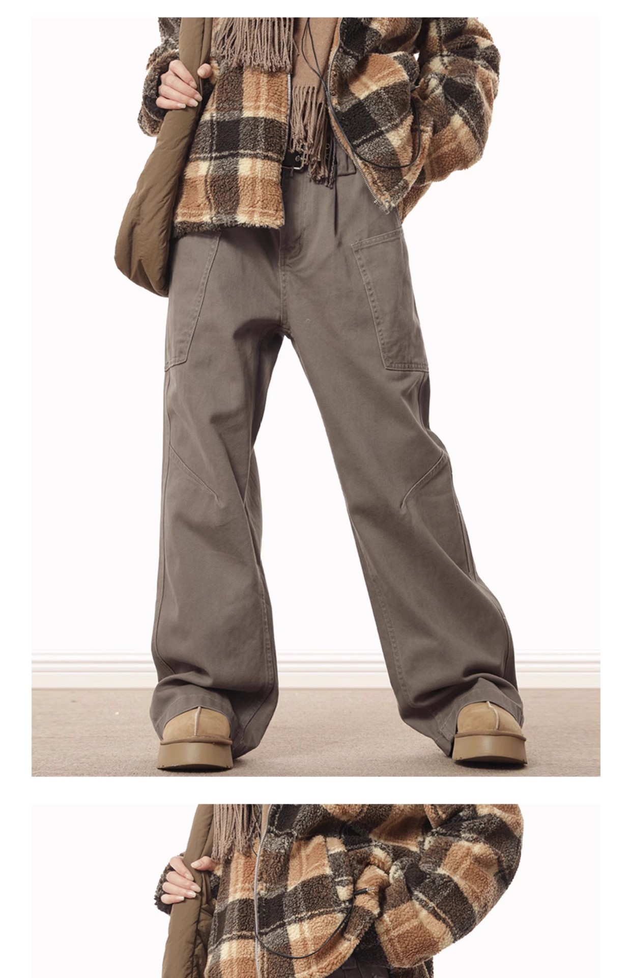 复古美拉德棕色工装牛仔裤男宽松美式咖啡色休闲直筒裤潮流水洗-阿里巴巴