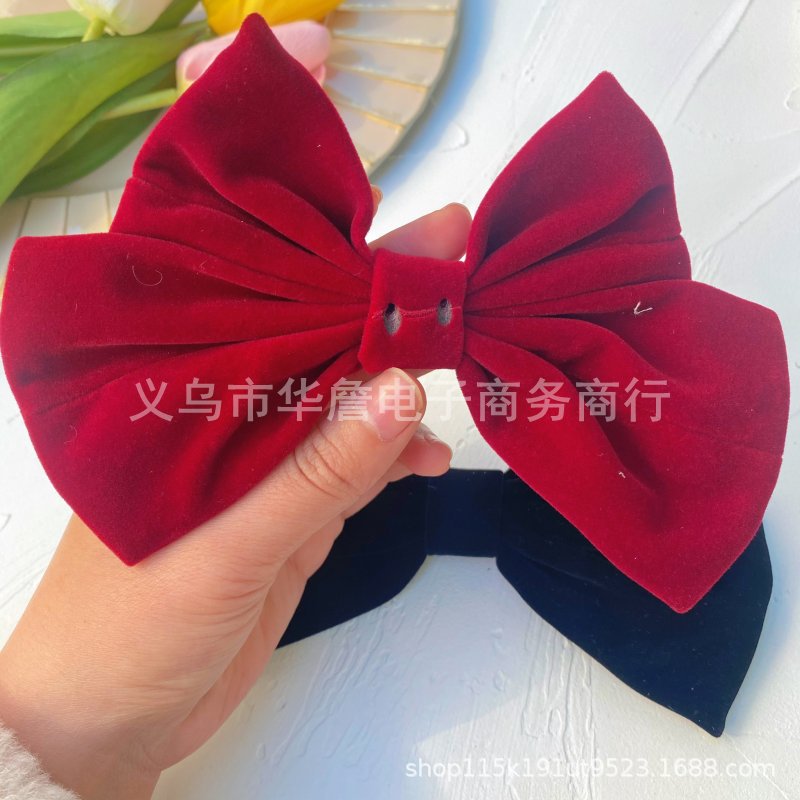酒红黑色丝绒布植绒蝴蝶结半成品饰品配件 鞋花辅料 礼盒装饰领结-阿里巴巴