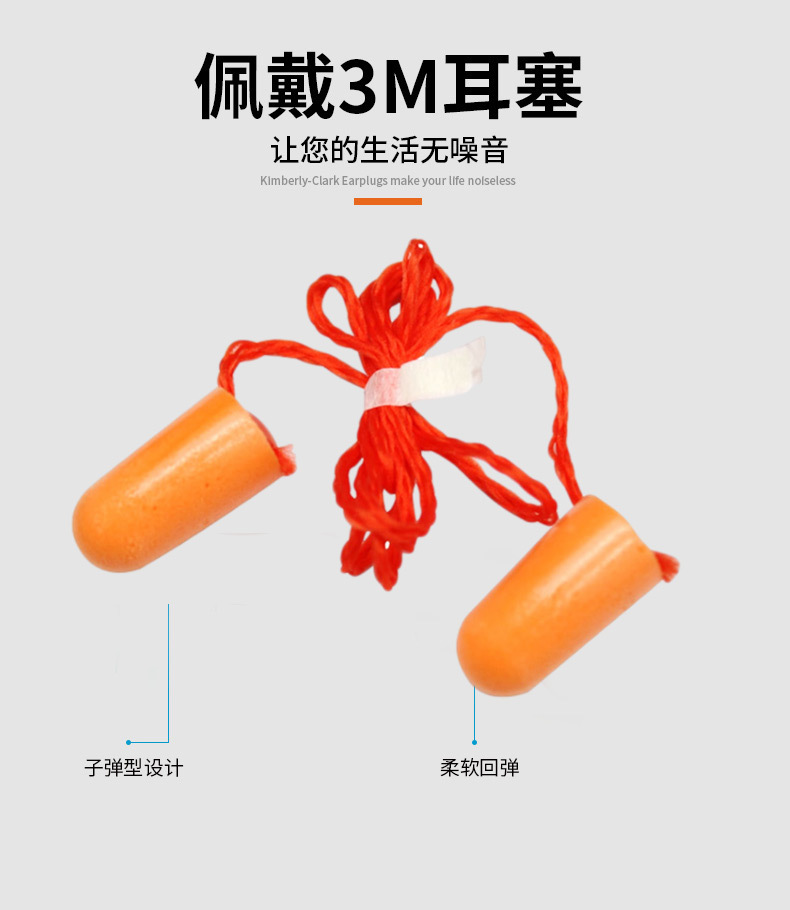 3m1110带线pu泡棉工作学习降噪耳塞睡眠隔音防噪音海绵静音耳塞-阿里巴巴